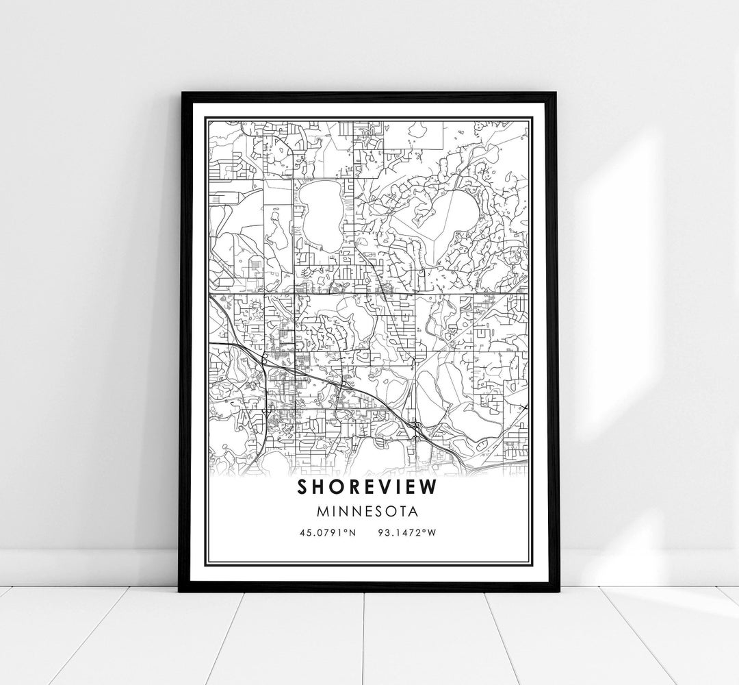 Shoreview Map Print Poster Canvas | Minnesota Print Poster Canvas ...