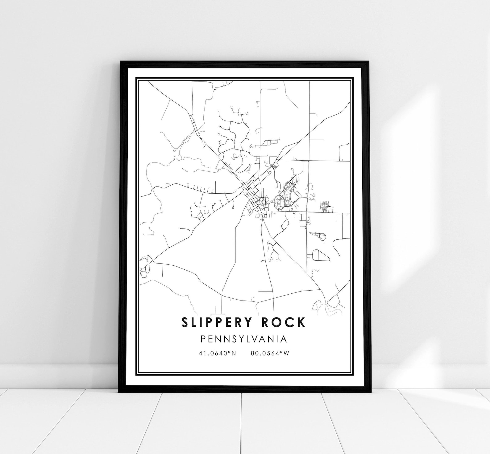 Slippery Rock Map Print Poster Canvas Pennsylvania Map Print Poster ...