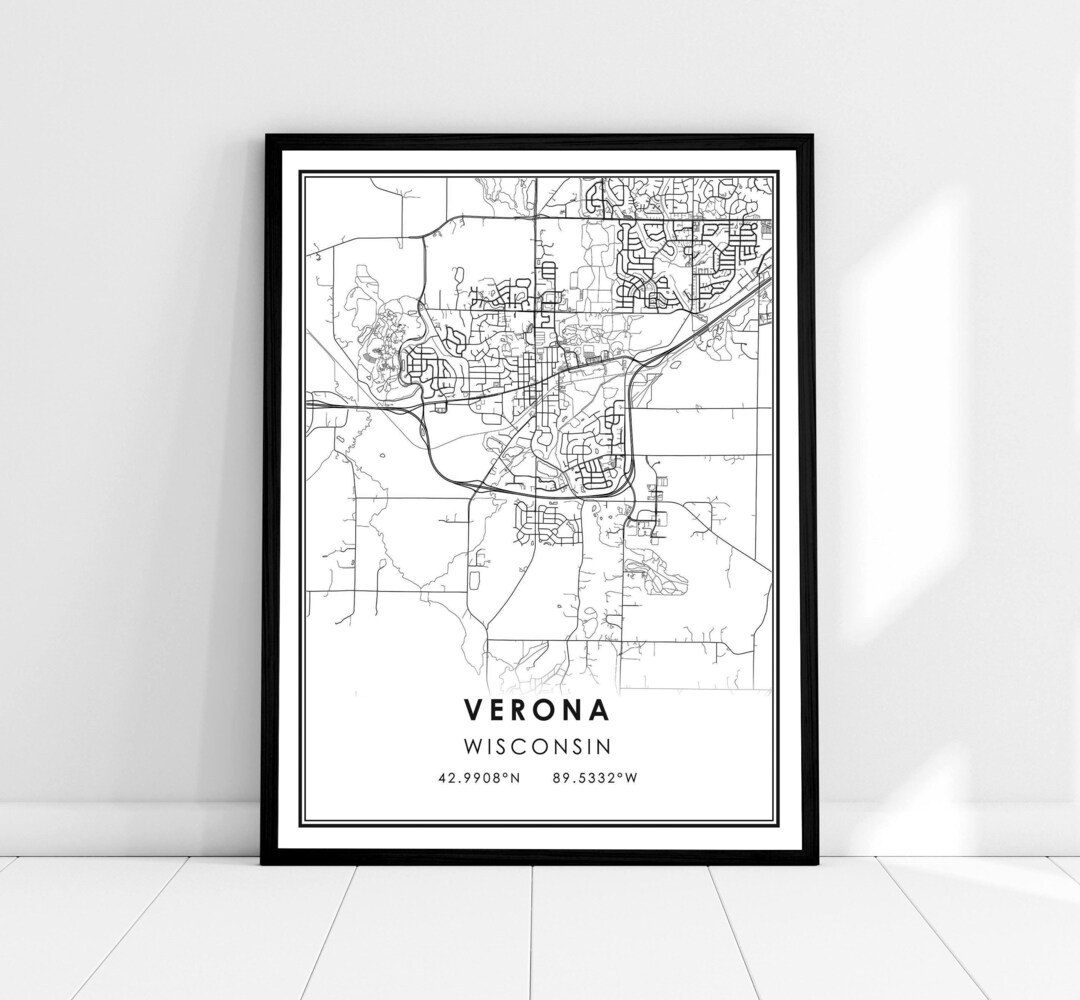 Verona Map Print Poster Canvas | Wisconsin Map Print Poster Canvas ...