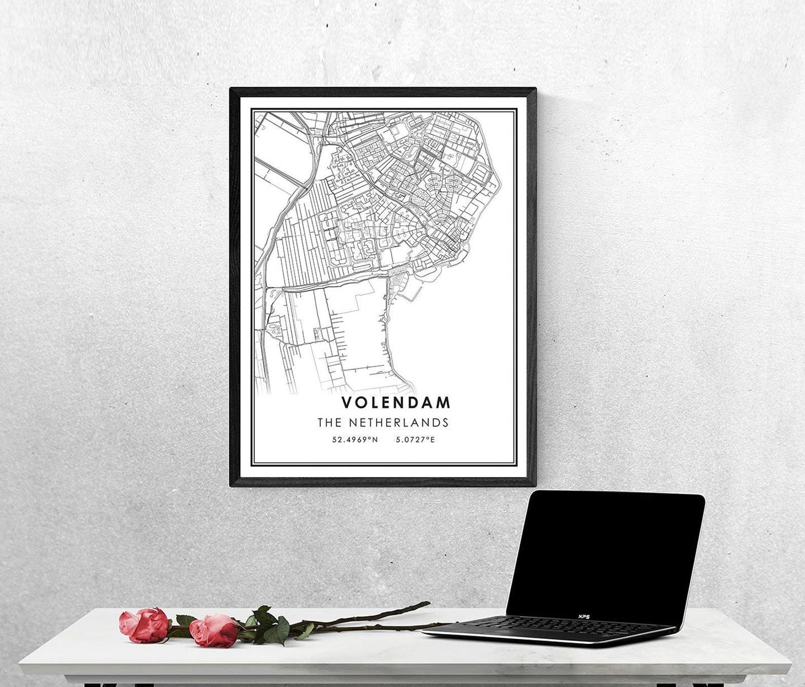 Volendam map print poster canvas Netherlands Street map | Etsy