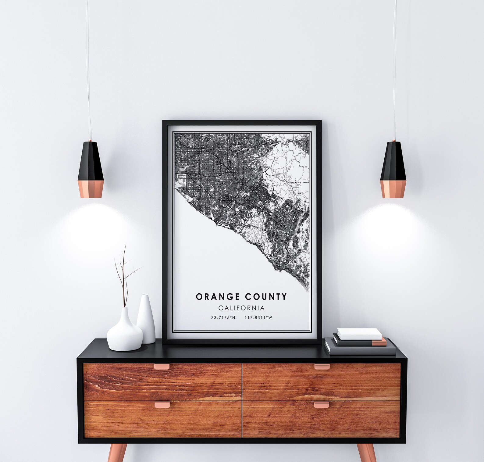 Orange County Map Print Poster Canvas | California Map Print Poster ...