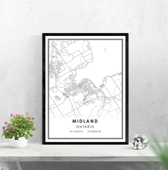 Midland map print poster canvas Midland Ontario Street map | Etsy