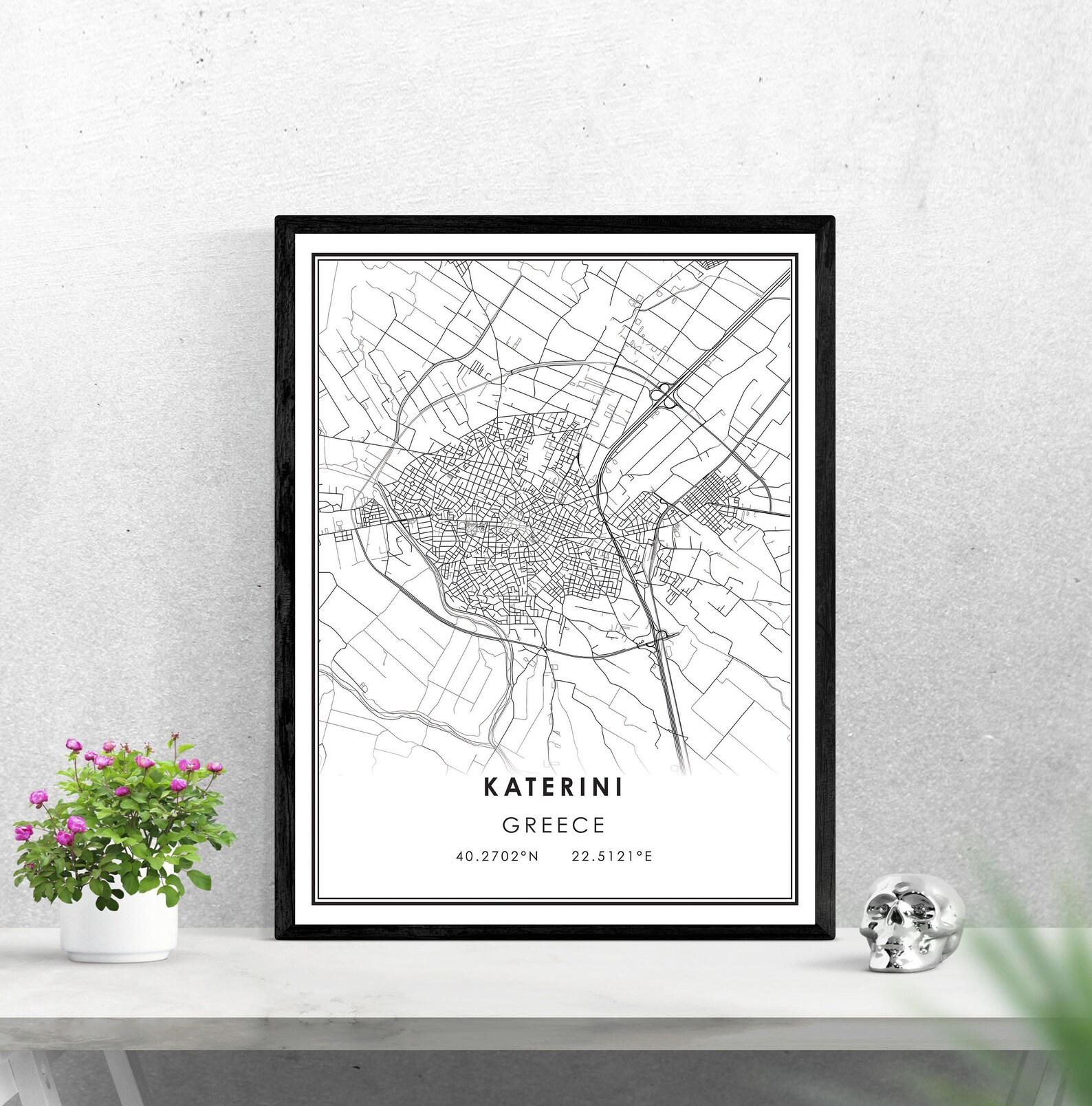 Katerini map print poster canvas Greece map print poster | Etsy