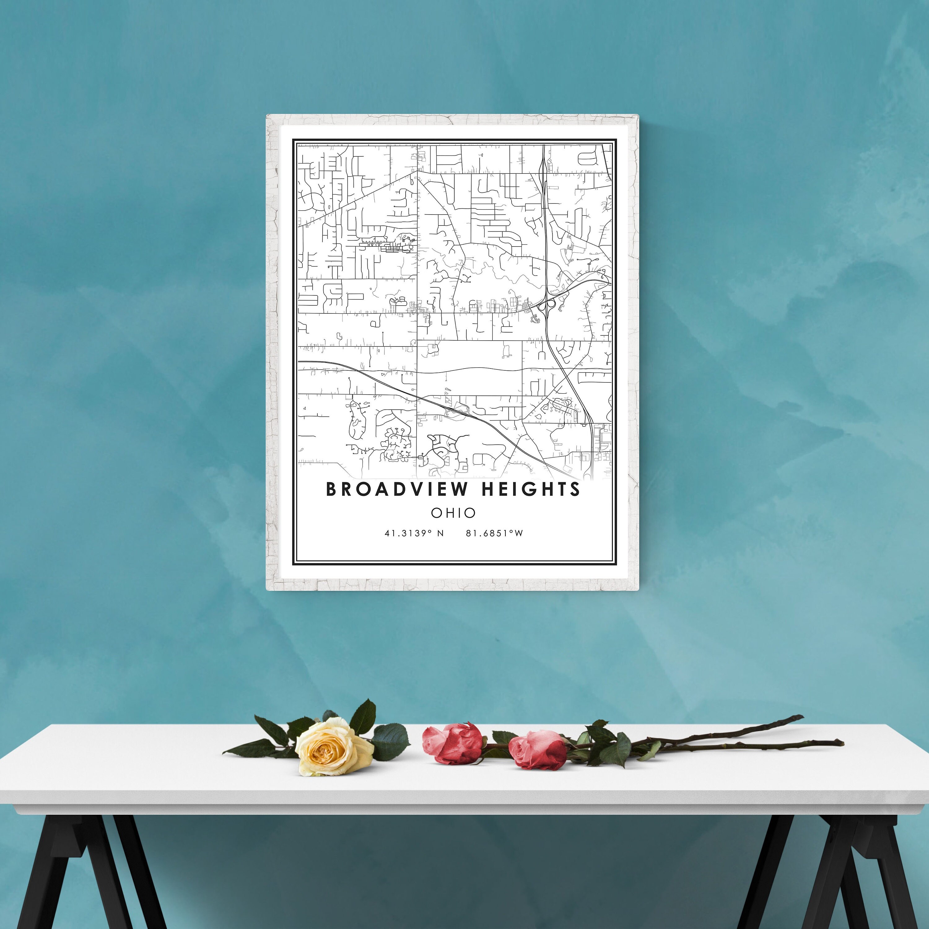 Broadview Heights map print poster canvas Broadview Heights | Etsy