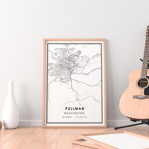 Pullman Map Print Poster Canvas | Washington Map Print Poster Canvas ...