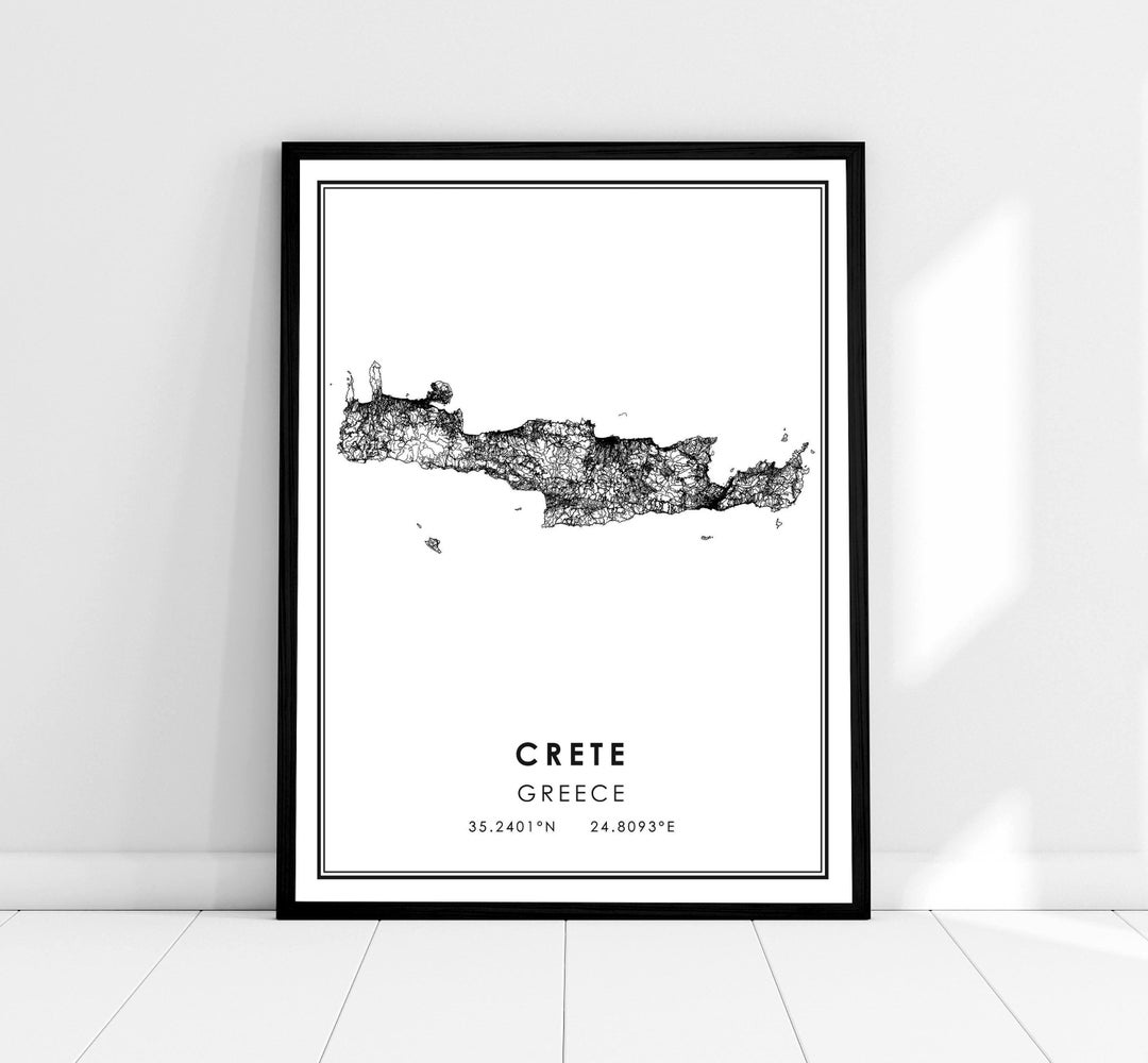 Crete Map Print Poster Canvas Greece Map Print Poster Canvas Crete Road ...