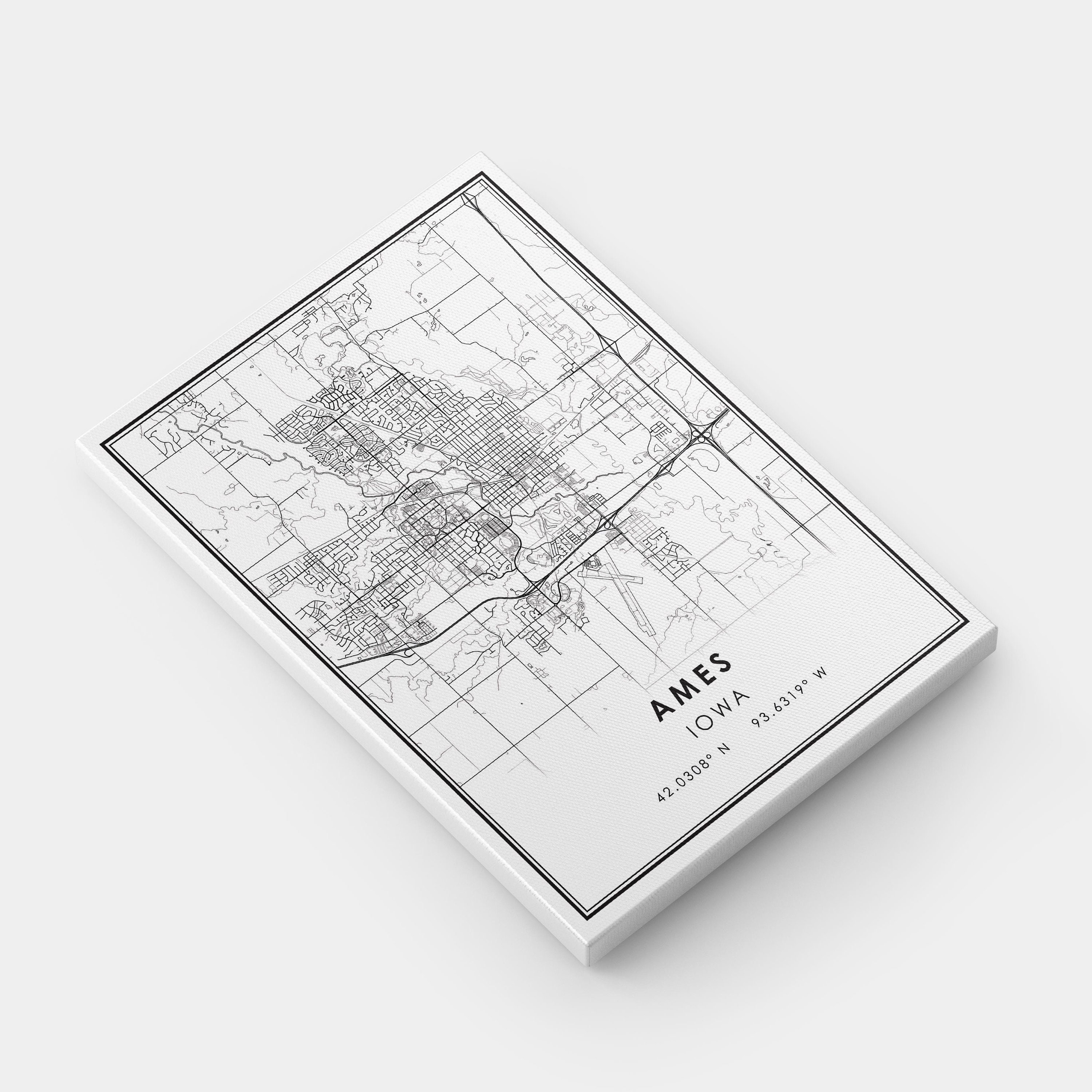 Ames Map Print Poster Canvas Iowa Map Print Poster Canvas - Etsy