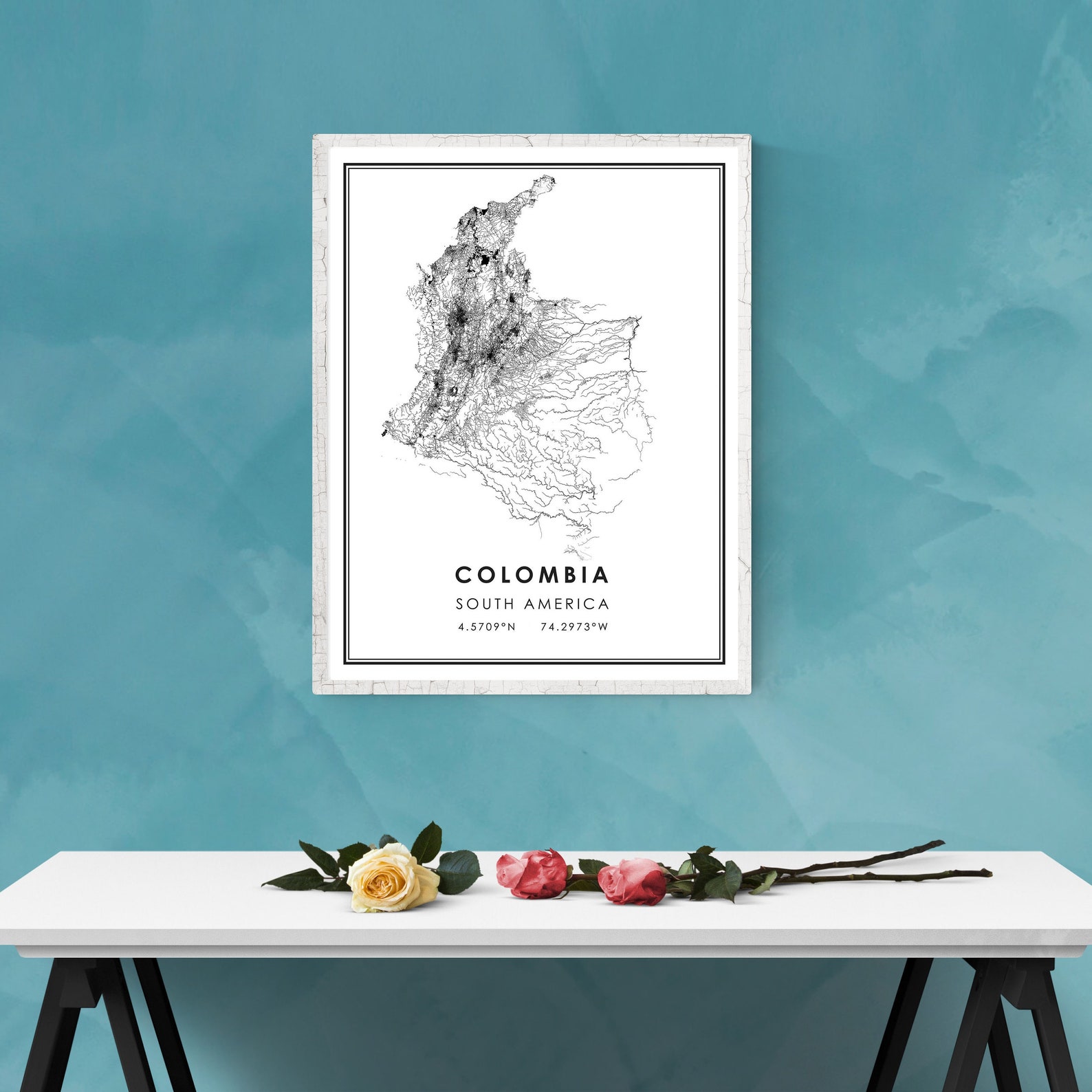 Colombia country map print poster canvas Colombia South | Etsy