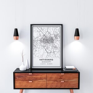 Hattiesburg Map Print Poster Canvas | Mississippi Map Print Poster ...