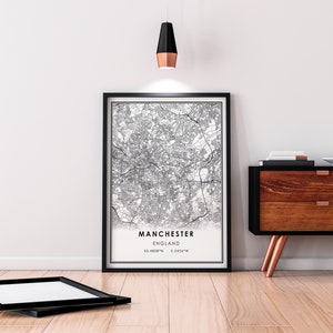 Manchester Map Print Poster Canvas | England Map Print Poster Canvas ...