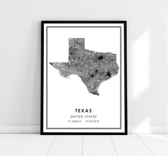 Texas United States Map Print Poster Canvas Texas United - Etsy