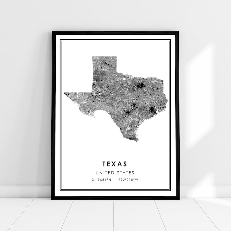 Texas Map Print - Etsy