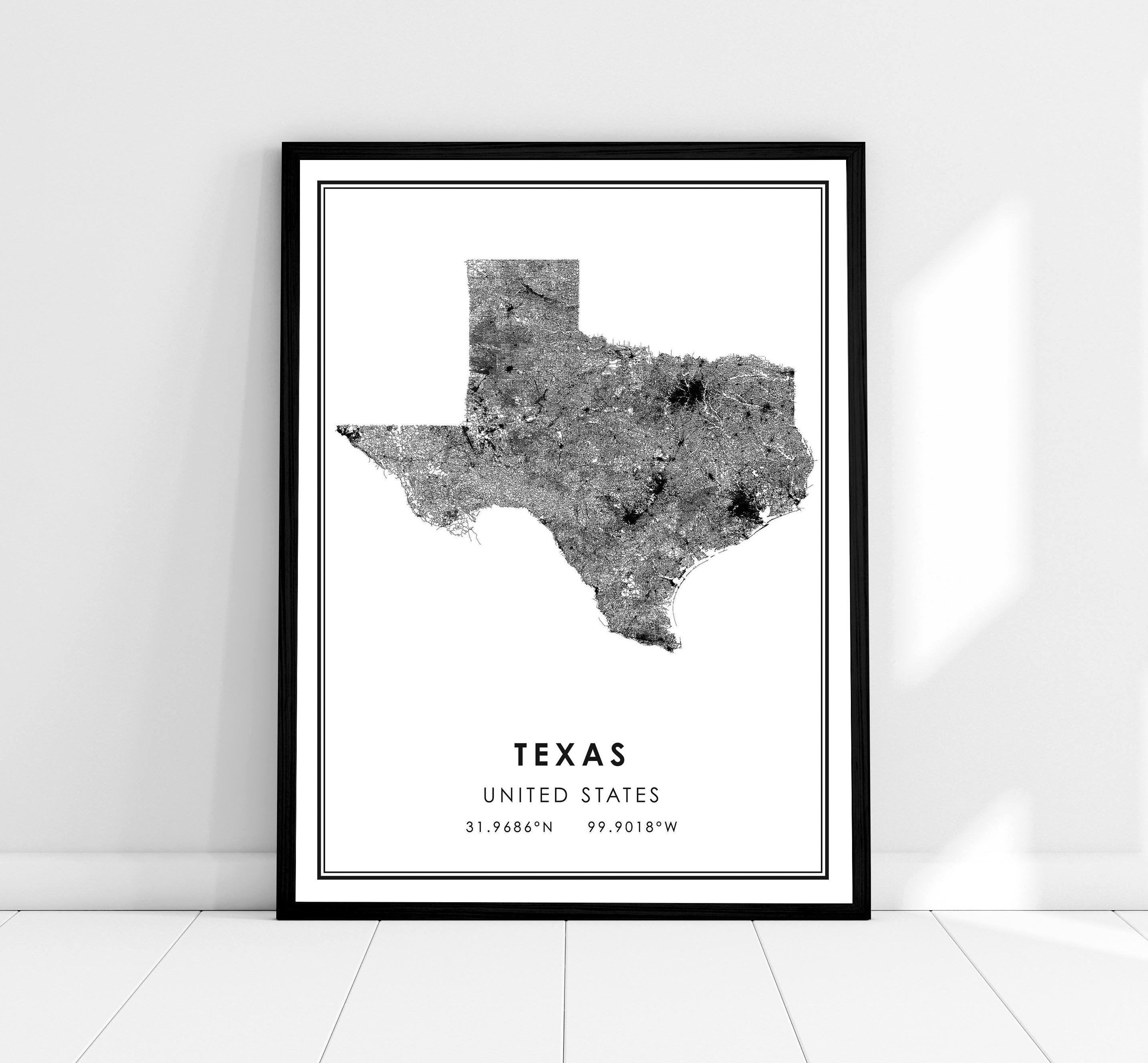 Texas United States Map Print Poster Canvas Texas United - Etsy