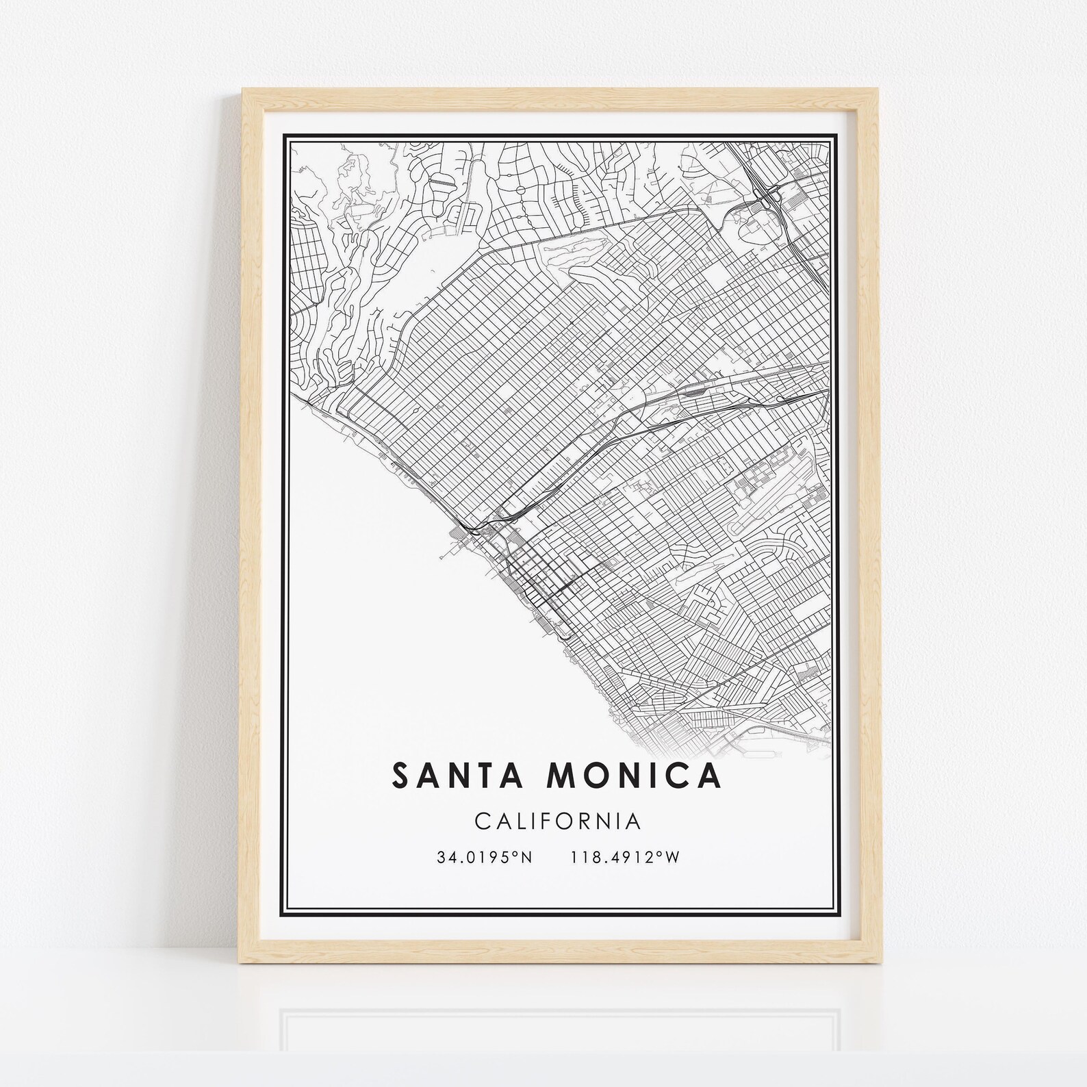Santa Monica Map Print Poster Canvas California Map Print - Etsy