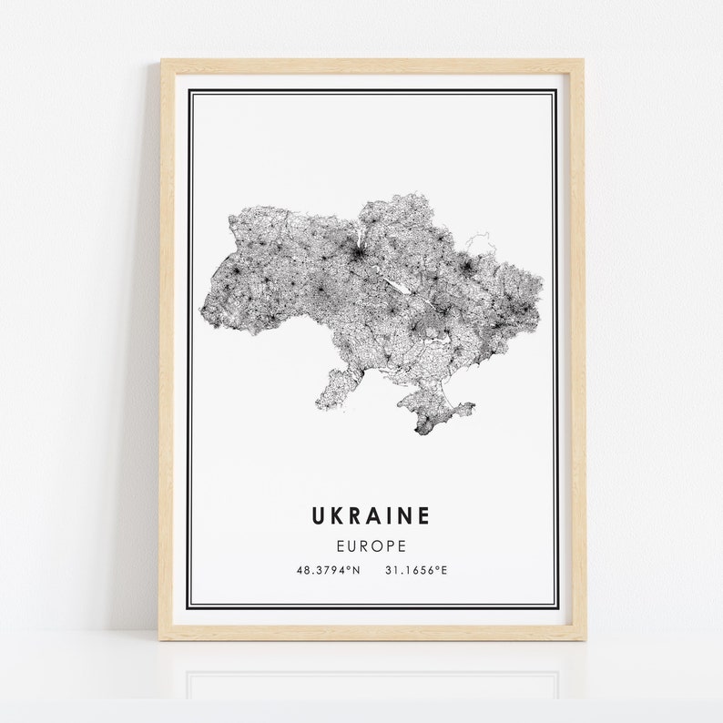 Ukraine Country Map Print Poster Canvas | Ukraine Country Road Map ...