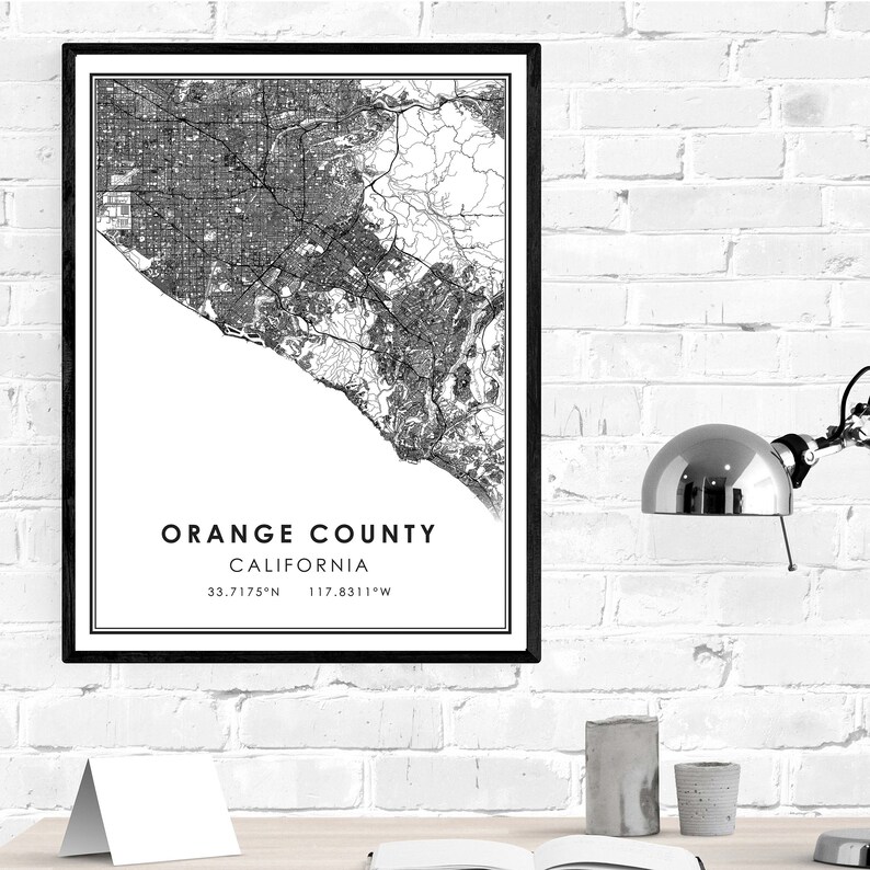 Orange County map print poster canvas Orange County Street | Etsy