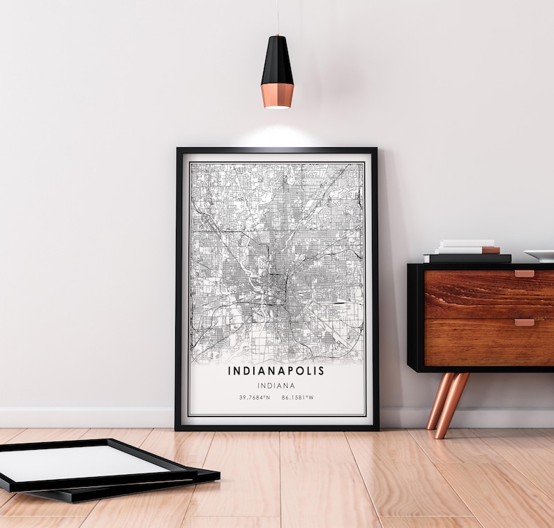 Indianapolis Map Print Poster Canvas | Indiana Map Print Poster Canvas ...