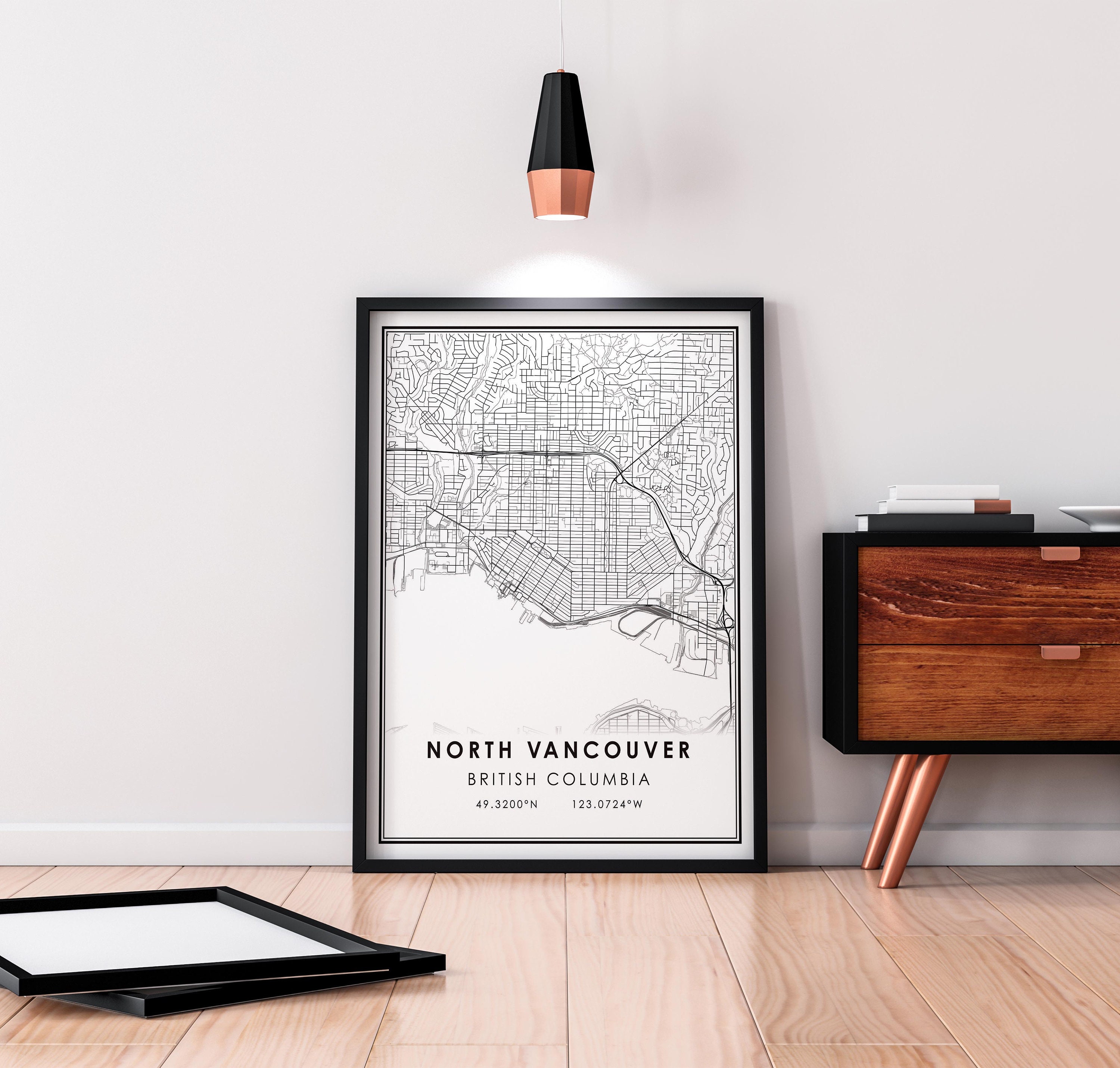 North Vancouver Map Print Poster Canvas | British Columbia Map Print ...