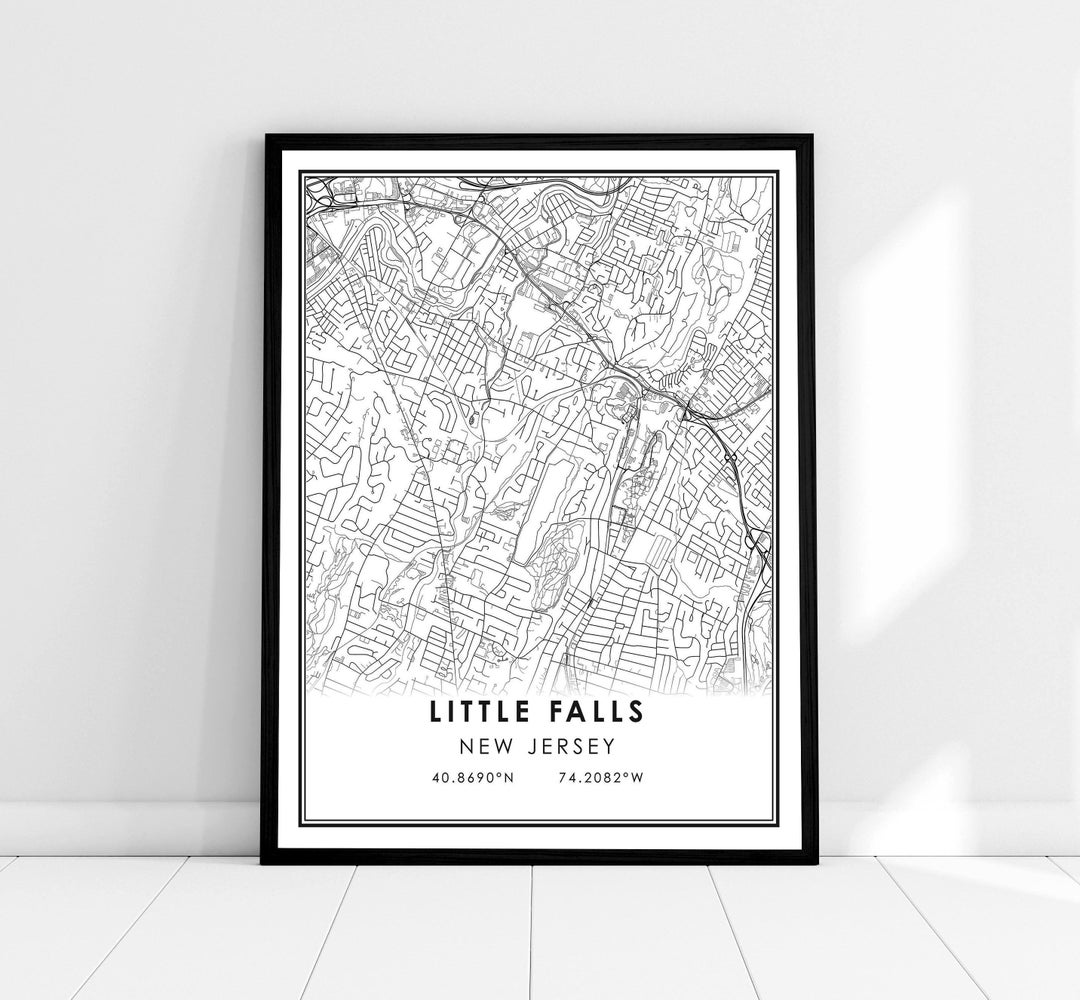 Little Falls Map Print Poster Canvas | New Jersey Map Print Poster ...