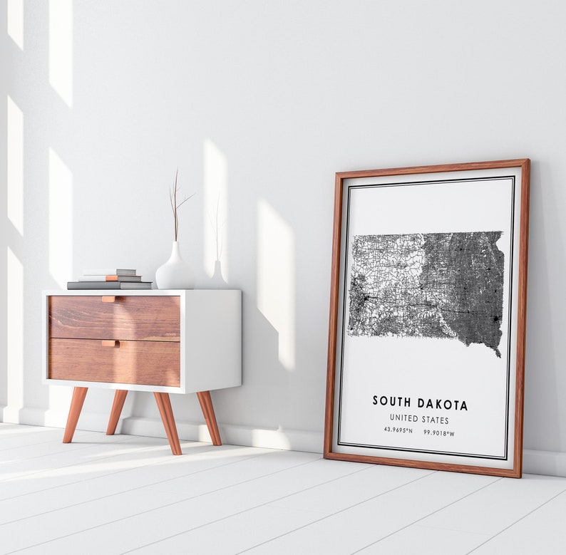 South Dakota Map Print Poster Canvas South Dakota Road Map - Etsy