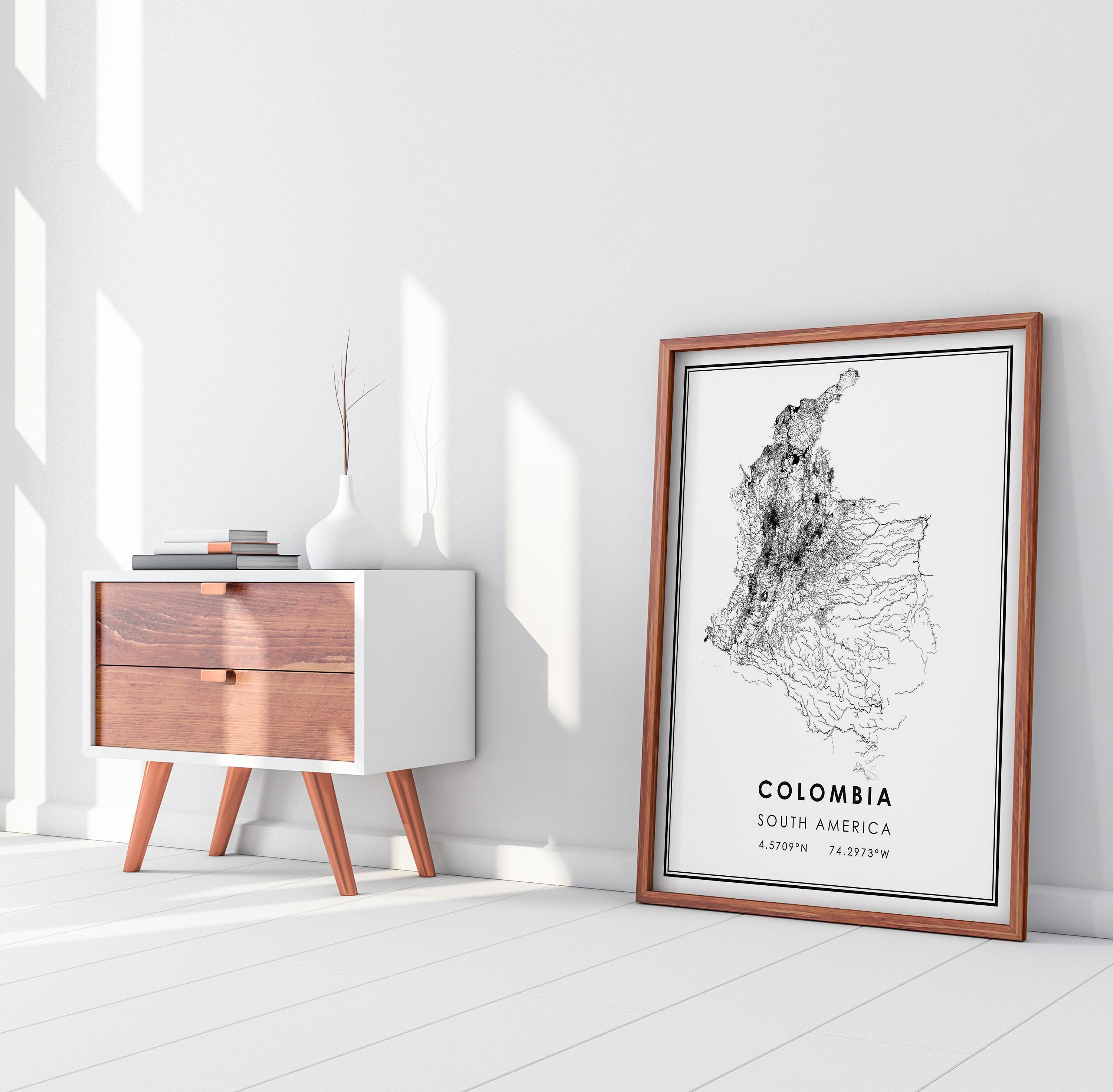 Colombia Country Map Print Poster Canvas Colombia Road Map | Etsy