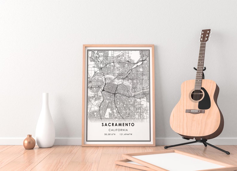 Sacramento Map Print Poster Canvas California Map Print - Etsy