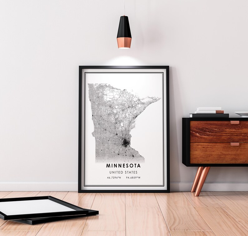 Minnesota US State United States Map Print Poster Canvas - Etsy