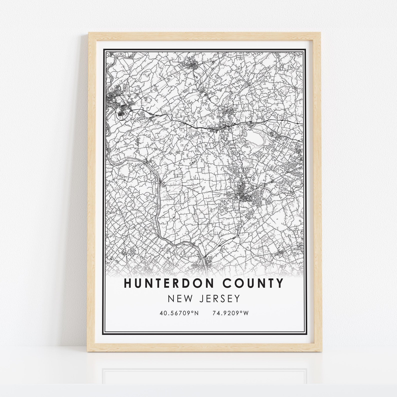 Hunterdon County Map Print Poster Canvas New Jersey Map - Etsy