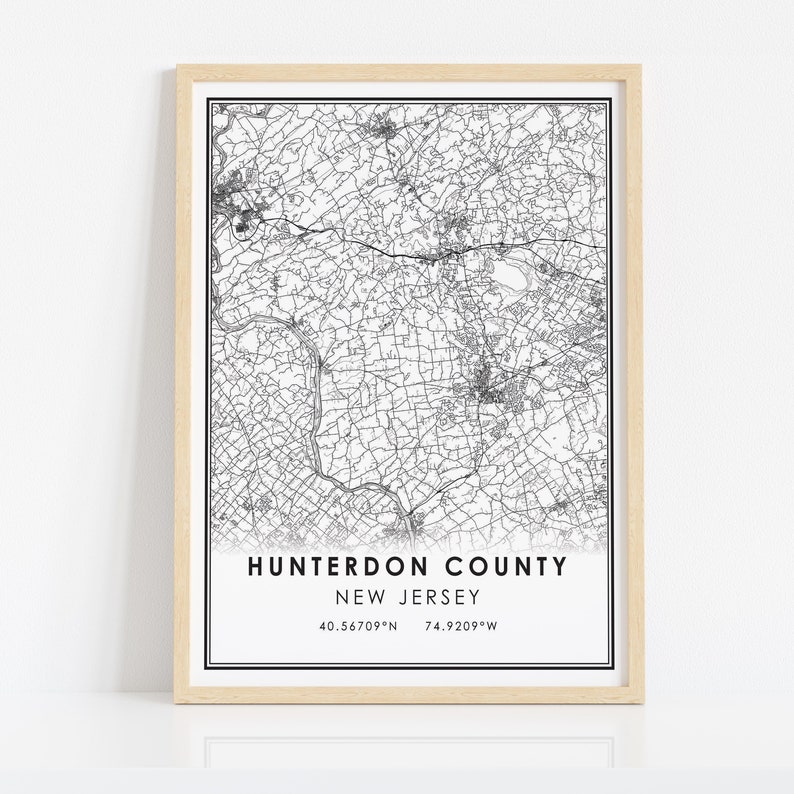 Hunterdon County Map Print Poster Canvas New Jersey Map - Etsy