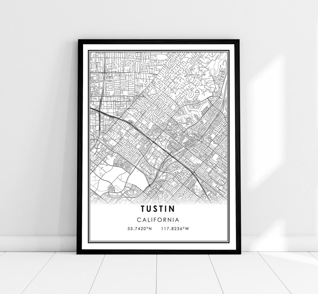 Tustin Map Print Poster Canvas | California Map Print Poster Canvas ...