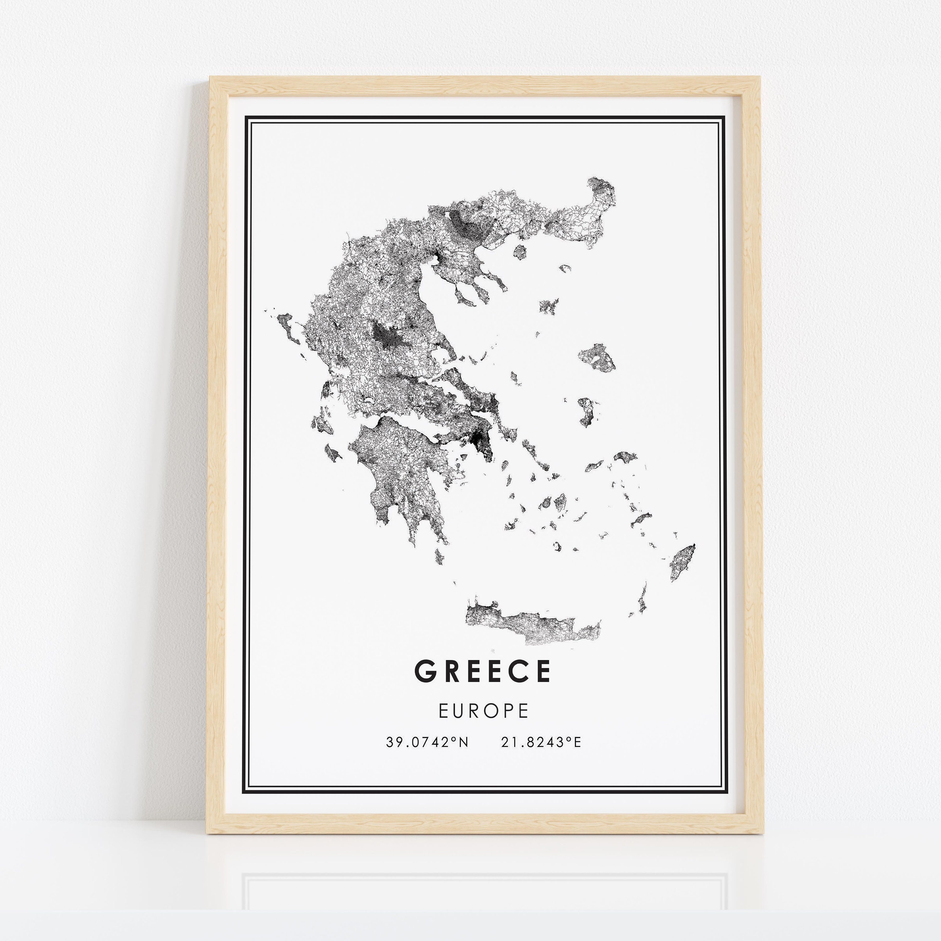 Greece Country Map Print Poster Canvas Greece Country Road - Etsy