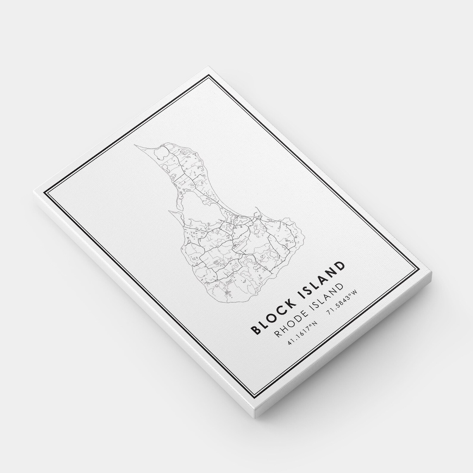 Block Island Map Print Poster Canvas Rhode Island Map Print - Etsy