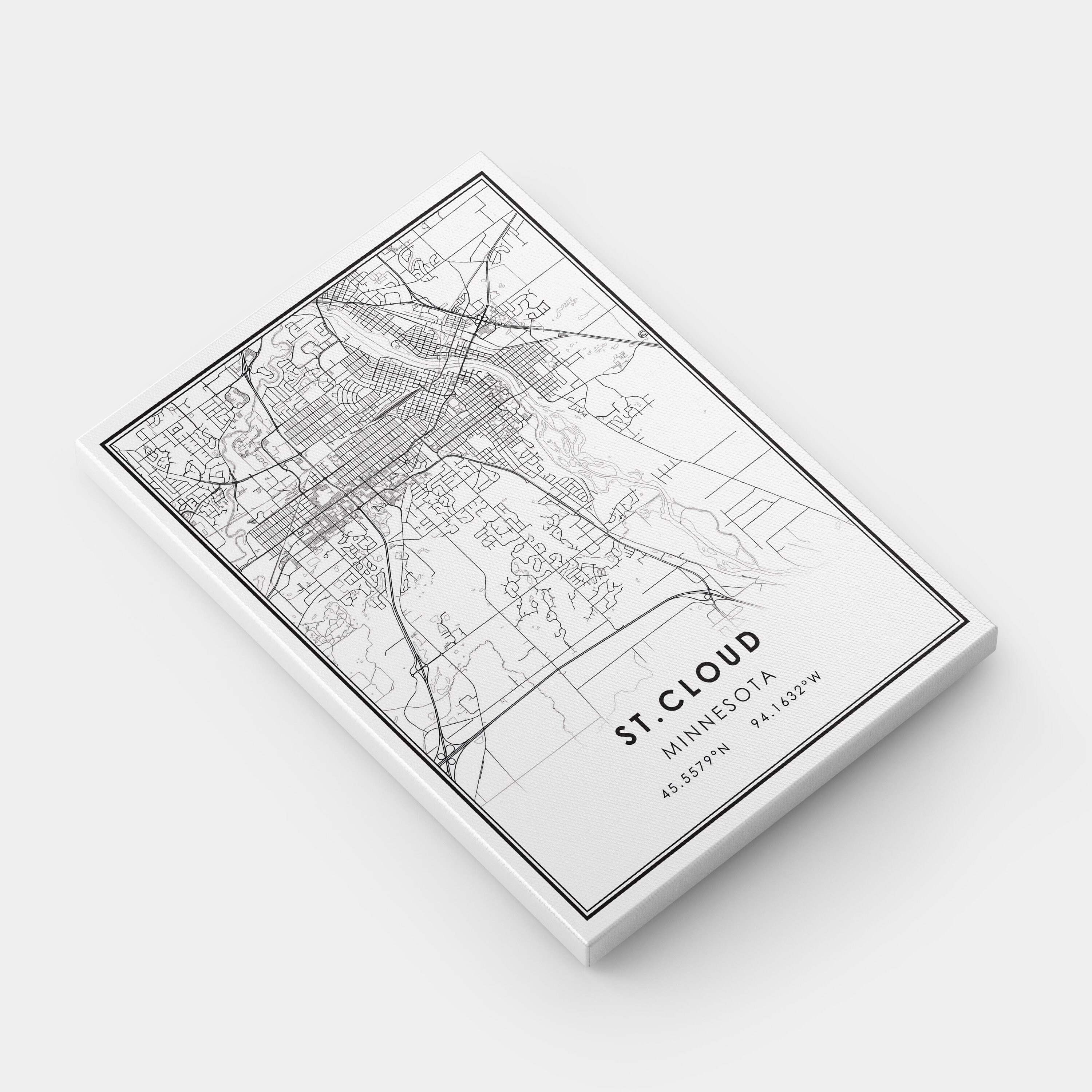 St. Cloud Map Print Poster Canvas | Minnesota Map Print Poster Canvas ...