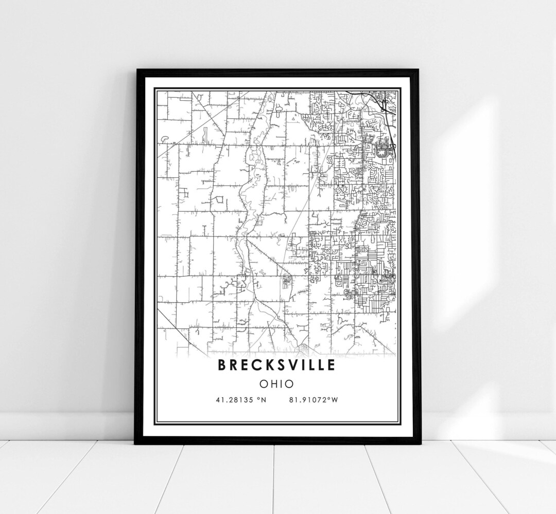 Brecksville Map Print Poster Canvas | Ohio Map Print Poster Canvas ...