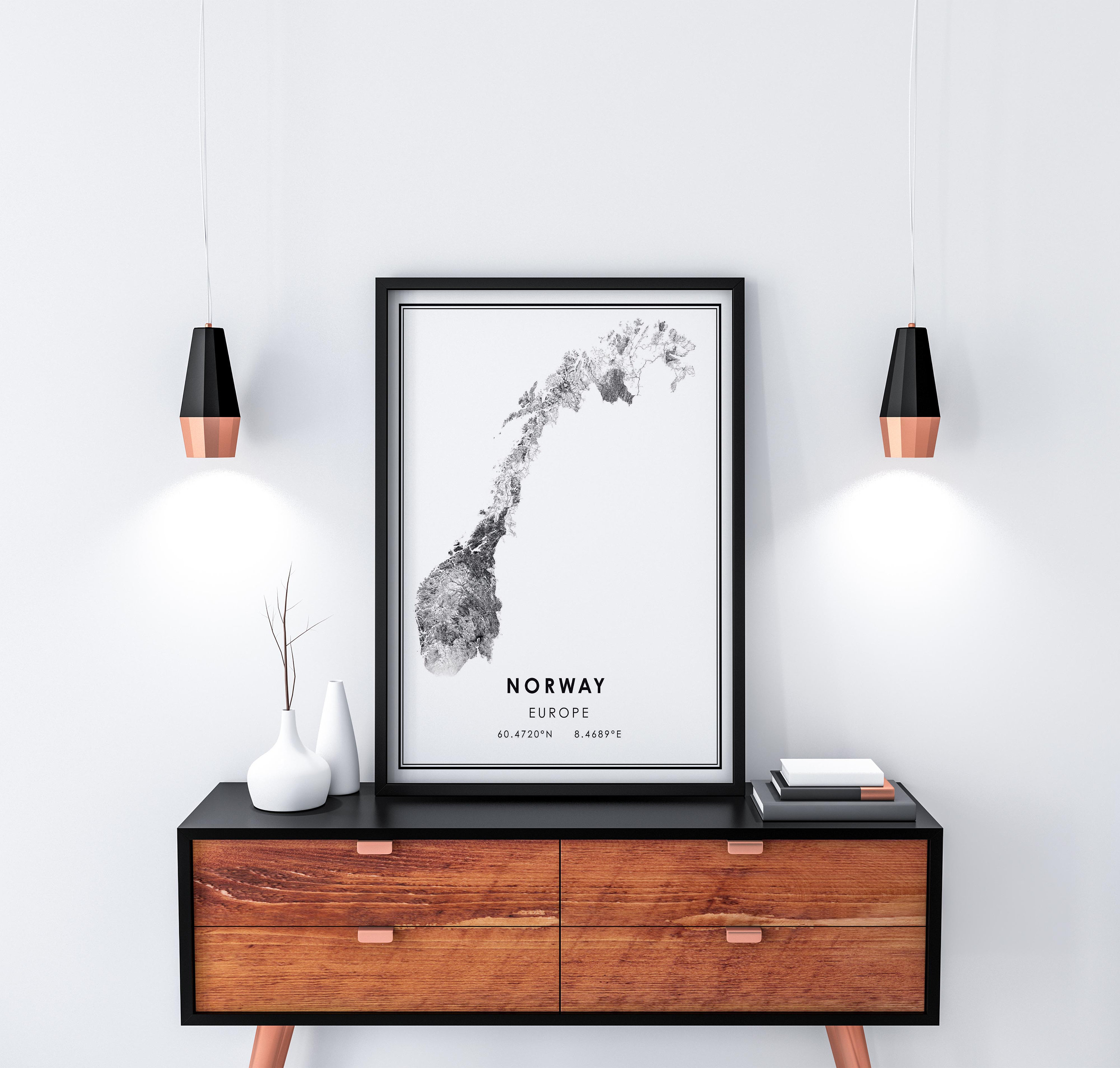 Norway Country Map Print Poster Canvas | Norway Country Road Map Print ...