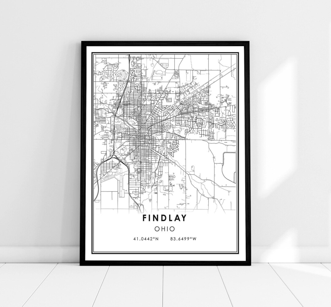 Findlay Map Print Poster Canvas | Ohio Map Print Poster Canvas ...