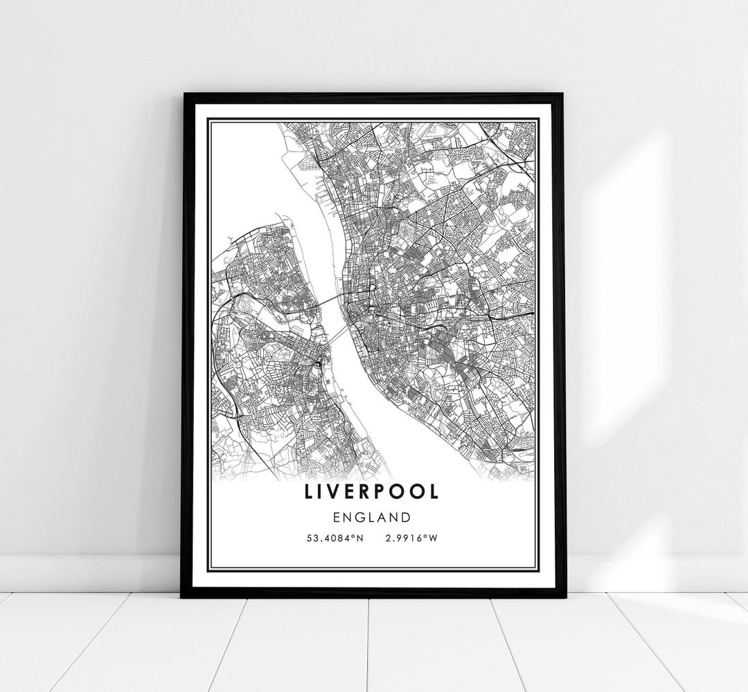 Liverpool Map Print Poster Canvas | England Map Print Poster Canvas ...