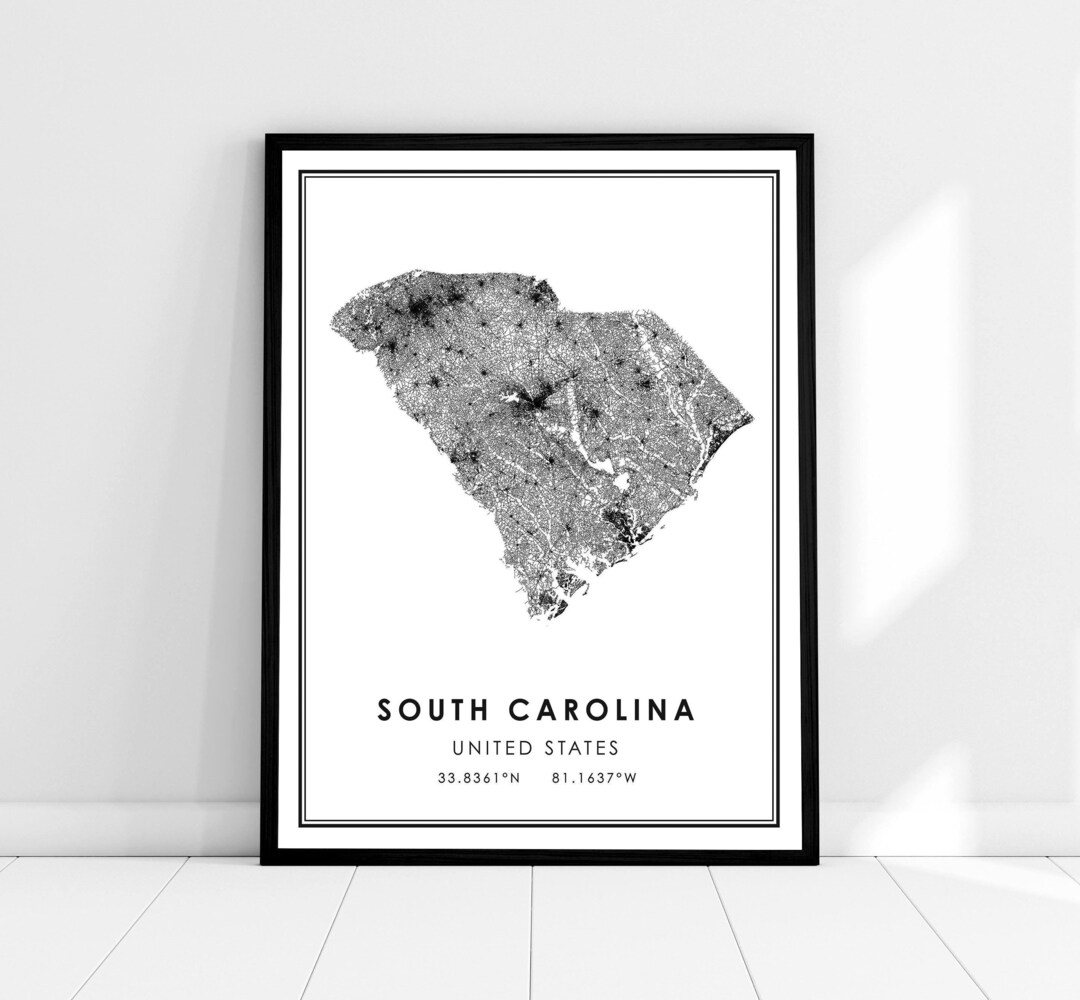 South Carolina United States Map Print Poster Canvas | South Carolina ...