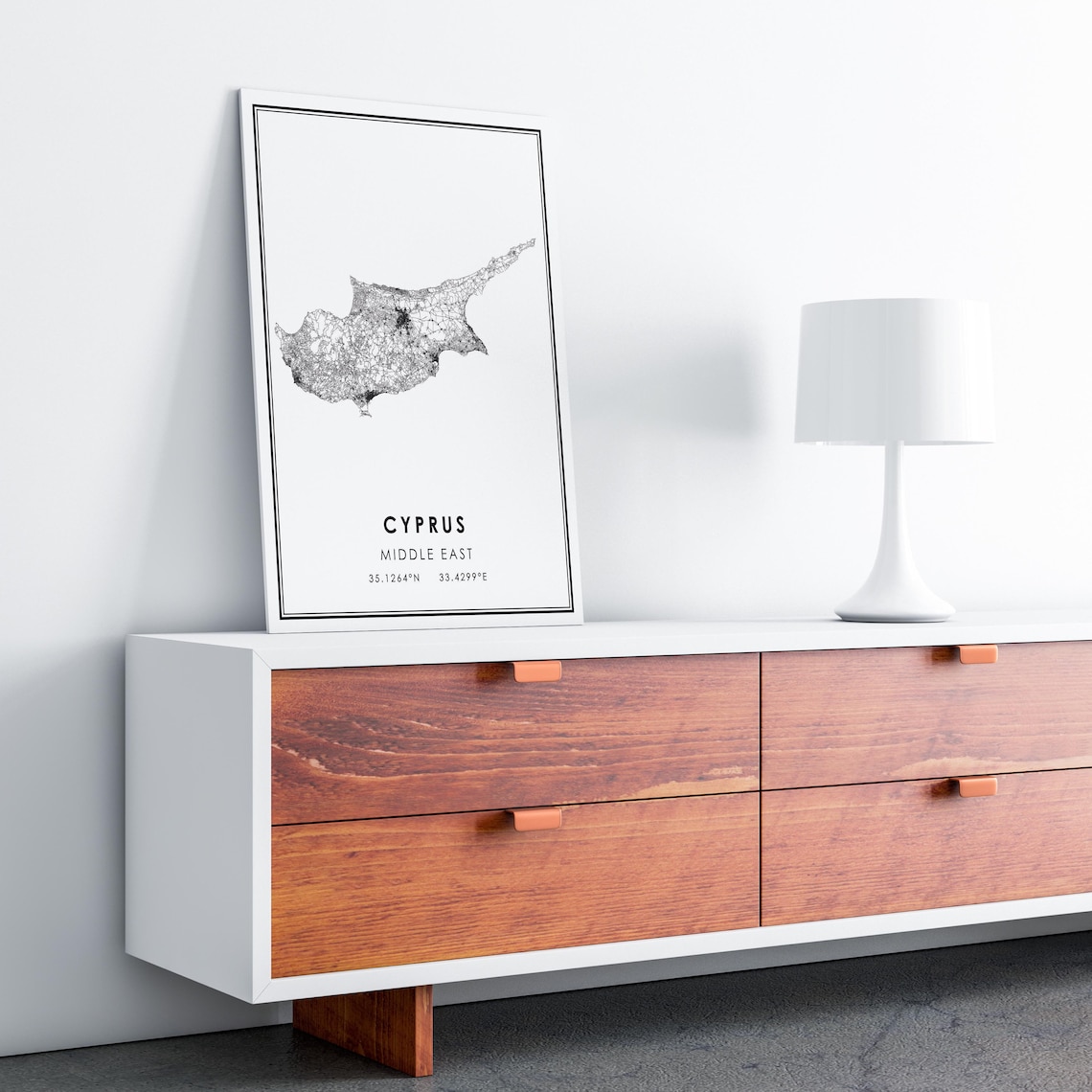 Cyprus Country Map Print Poster Canvas | Cyprus Country Road Map Print ...