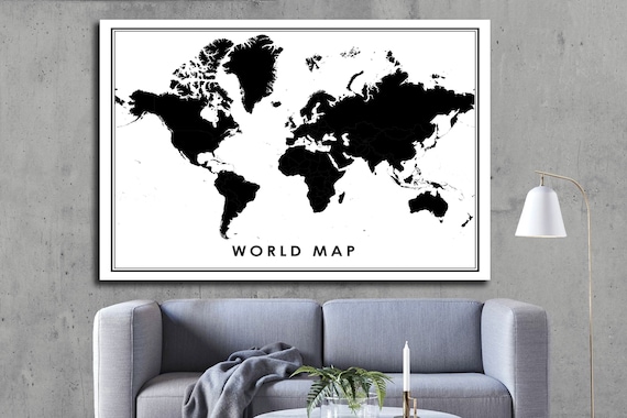 World Map Print Poster Canvas Map of the World Modern - Etsy