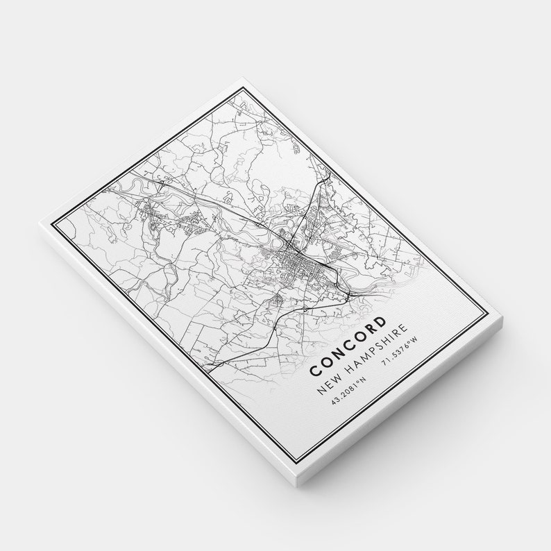 Concord Map Print Poster Canvas | New Hampshire Map Print Poster Canvas ...