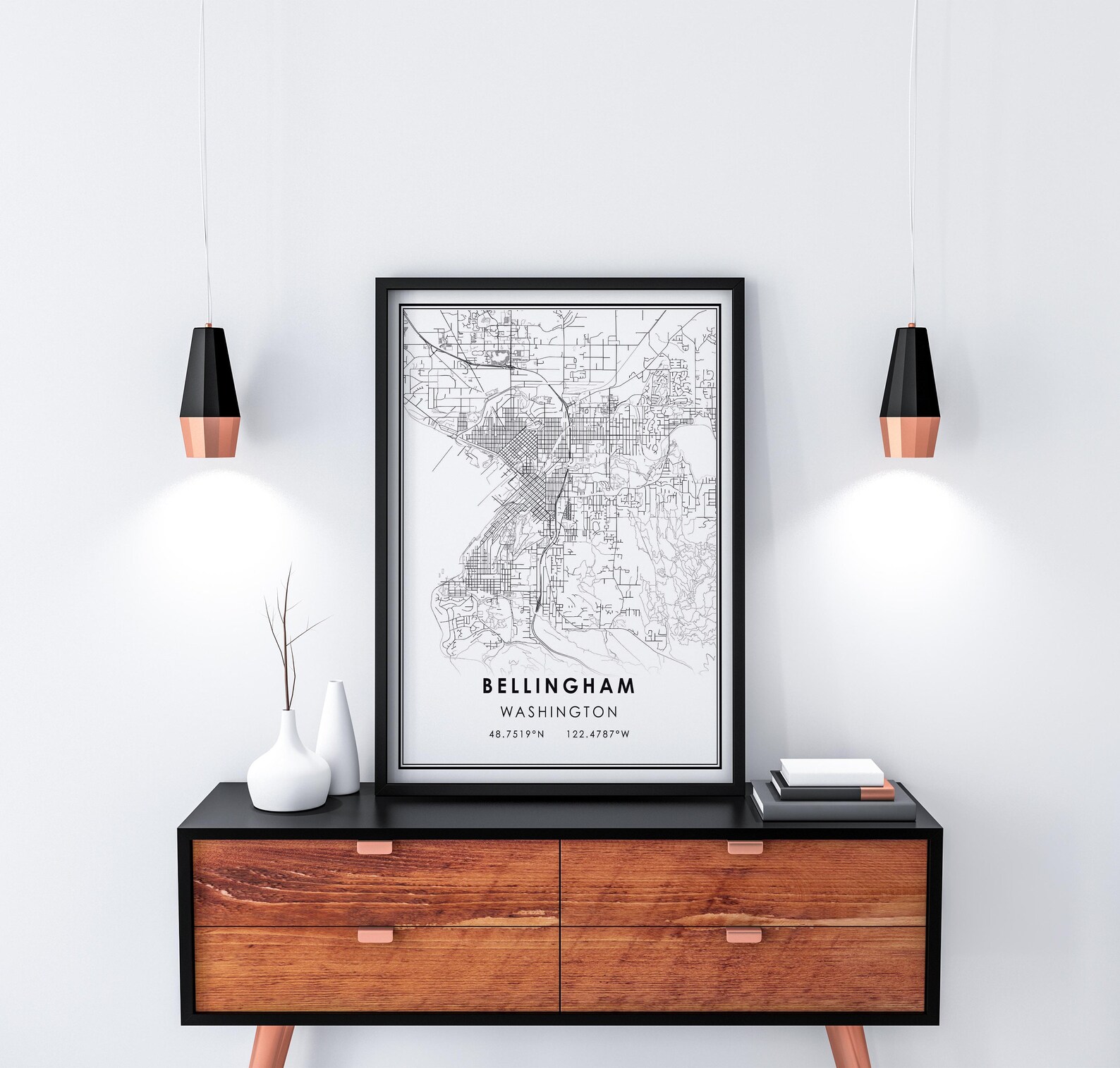 Bellingham Map Print Poster Canvas Washington Map Print - Etsy