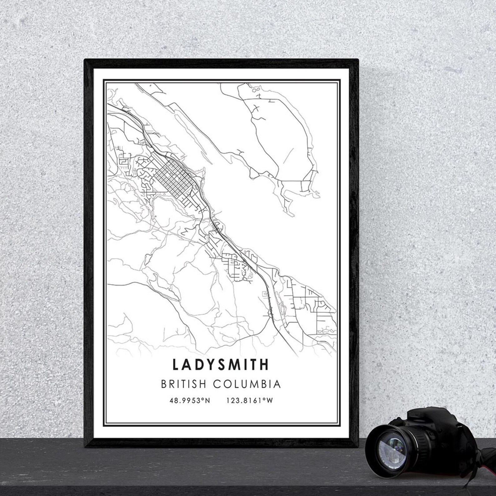 Ladysmith map print poster canvas British Columbia map print | Etsy