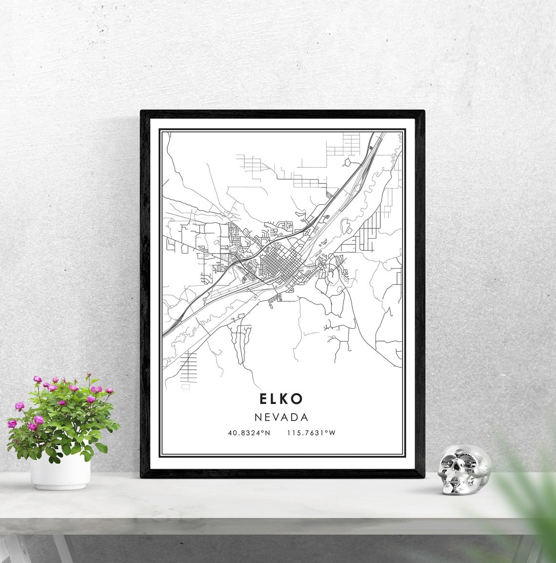Elko map print poster canvas Nevada map print poster canvas | Etsy