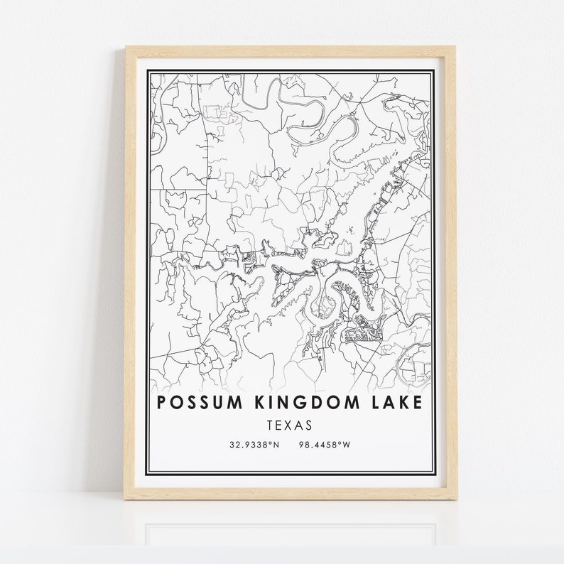 Possum Kingdom Lake Map Print Poster Canvas Texas Map Print - Etsy
