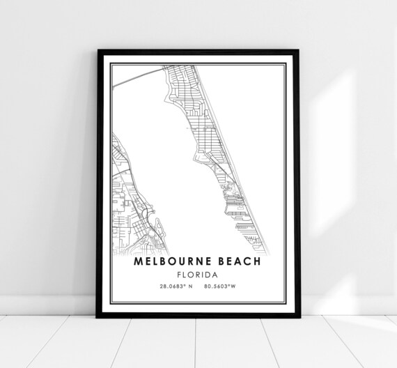 Melbourne Beach Map Print Poster Canvas Florida Map Print - Etsy