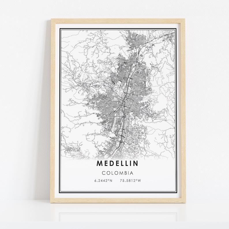 Medellin Map Print Poster Canvas | Colombia Map Print Poster Canvas ...