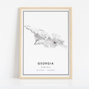Georgia Map Print Poster Canvas | Georgia Road Map Print Poster Canvas ...