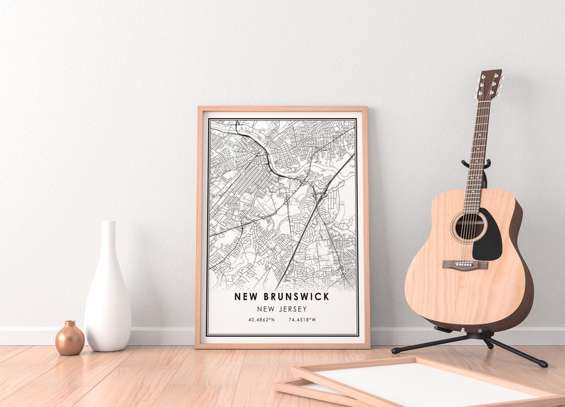New Brunswick Map Print Poster Canvas New Jersey Map Print - Etsy