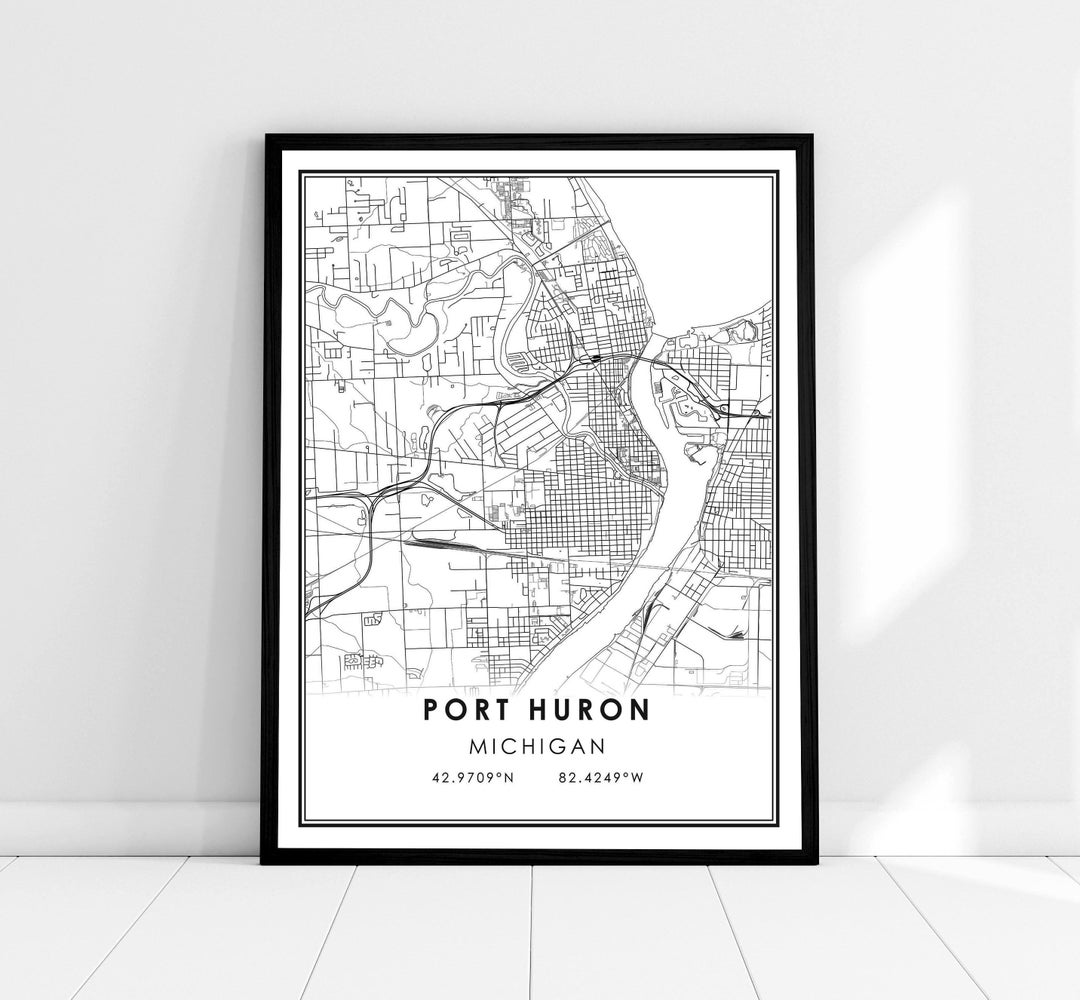 Port Huron Map Print Poster Canvas | Michigan Map Print Poster Canvas ...